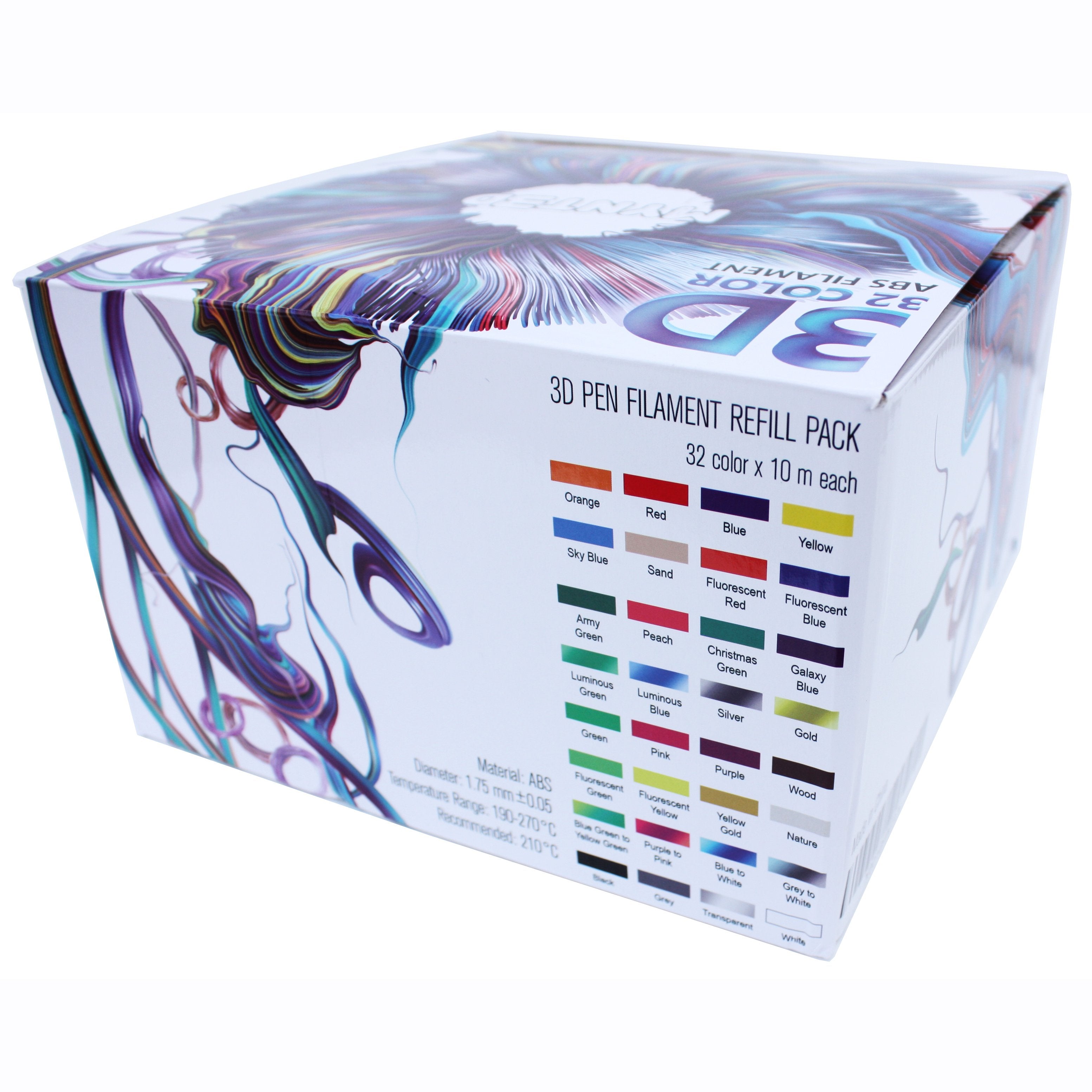 ABS Filament Refill 32 Pack (32 colors, 10m each) - MYNT3D